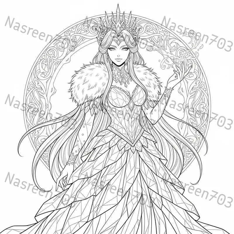 Fantasy Line Art Coloring Pages Templates Gemini Image Prompt | PromptBase