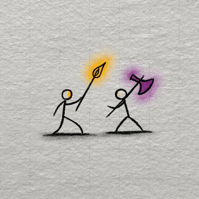 Whimsical Stick Figure Battle Art Midjourney Prompt | PromptBase