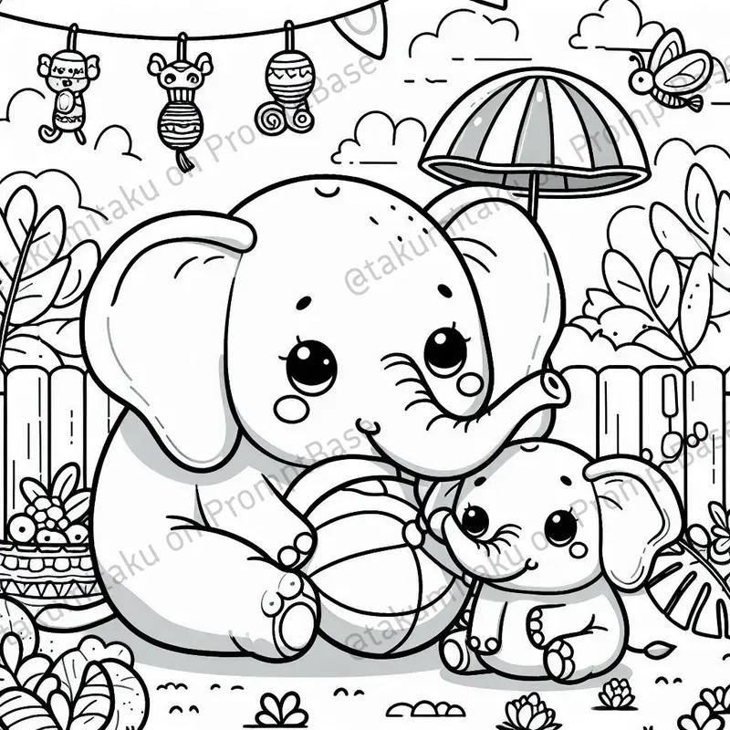 Cozy Cute Elephant Coloring Pages DALL·E Prompt | PromptBase