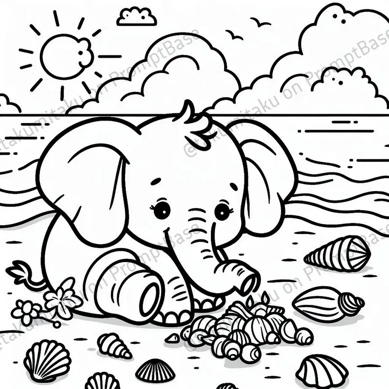Cozy Cute Elephant Coloring Pages DALL·E Prompt | PromptBase