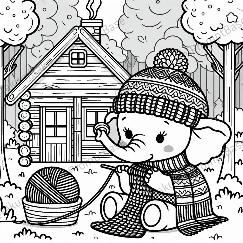 Cozy Cute Elephant Coloring Pages DALL·E Prompt | PromptBase