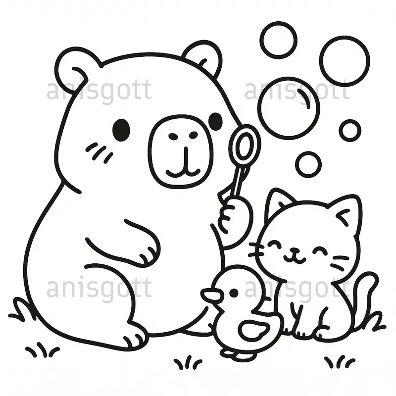 Capybara Adventures Spring Coloring Pages ChatGPT Image Prompt | PromptBase