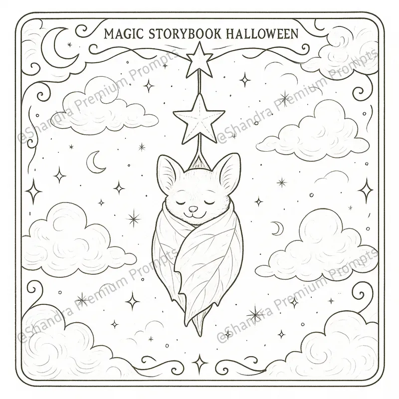 Magic Storybook Halloween Coloring Pages ChatGPT Image Prompt | PromptBase