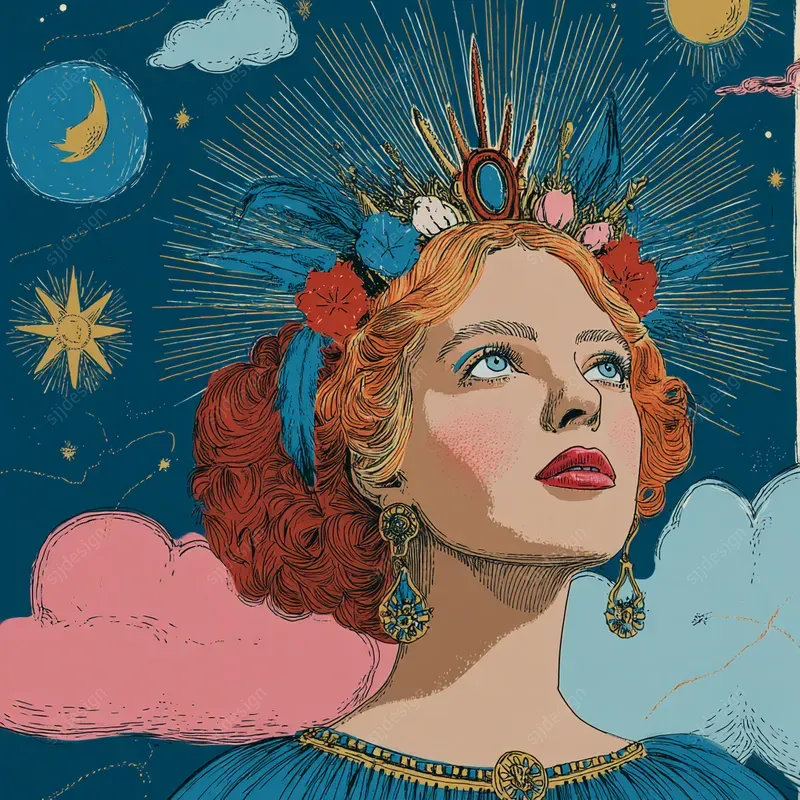 Celestial Folk Engravings Aesthetic Midjourney Prompt | PromptBase