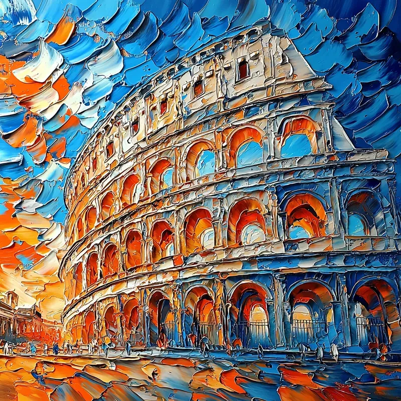 Famous Landmarks In Modern Style Impasto Midjourney Prompt | PromptBase
