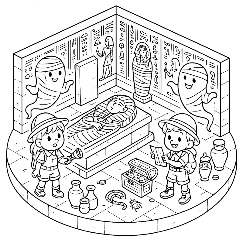 Spooky Ghost Room Corner Coloring Pages ChatGPT Image Prompt | PromptBase