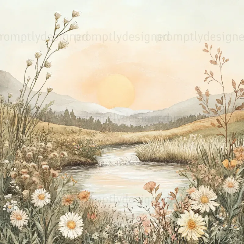 Bohemian Nature Scenes In Vintage Posters Midjourney Prompt | PromptBase