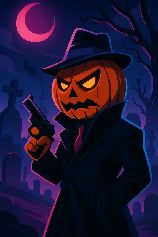 Halloween Noir Cartoon Scenes ChatGPT Image Prompt | PromptBase