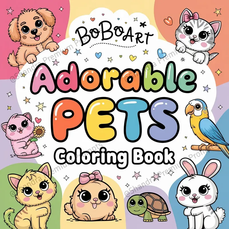 Kawaii Style Coloring Book Covers Ideogram Prompt | PromptBase