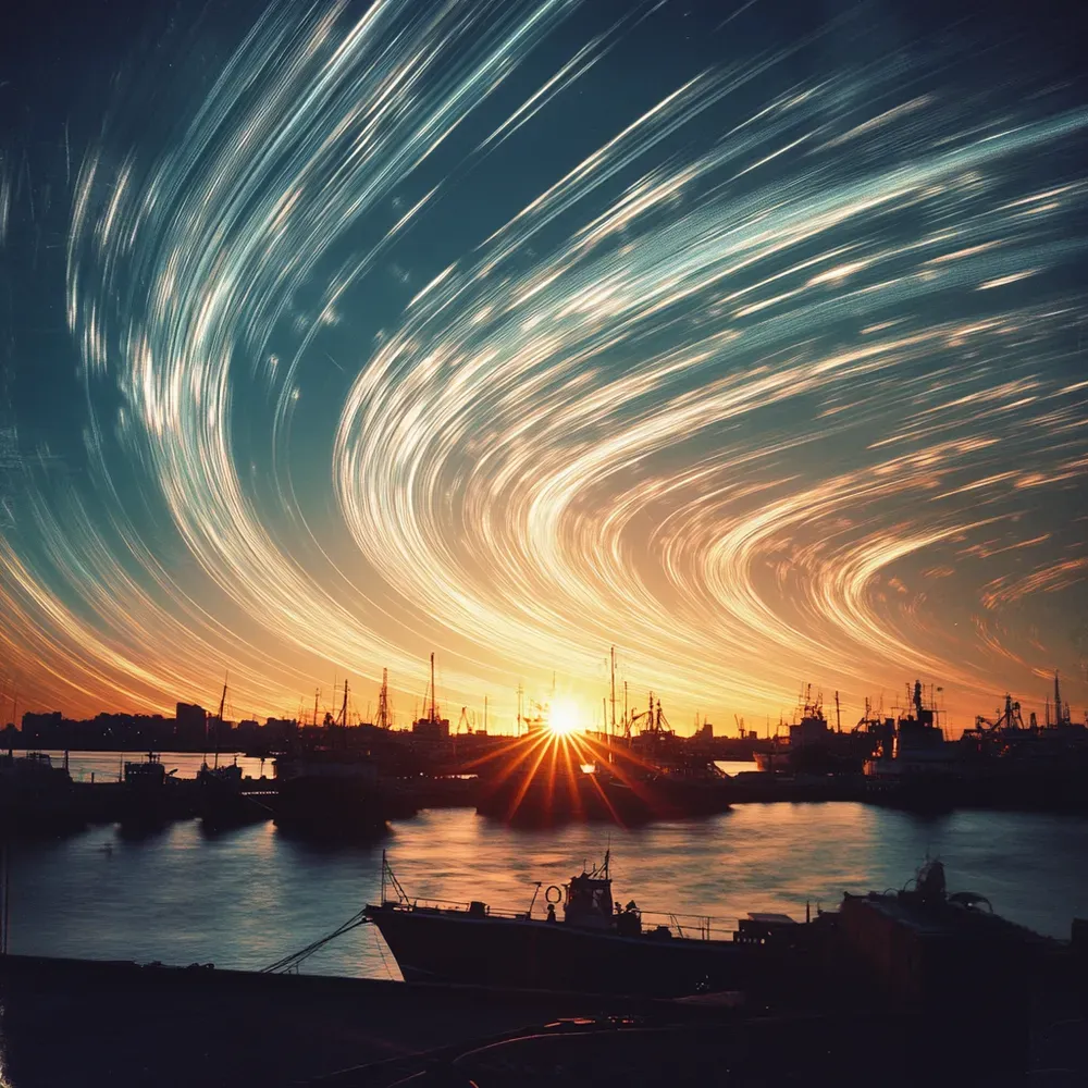 Solargraphy Stock Photo Across Landscape Midjourney Prompt | PromptBase