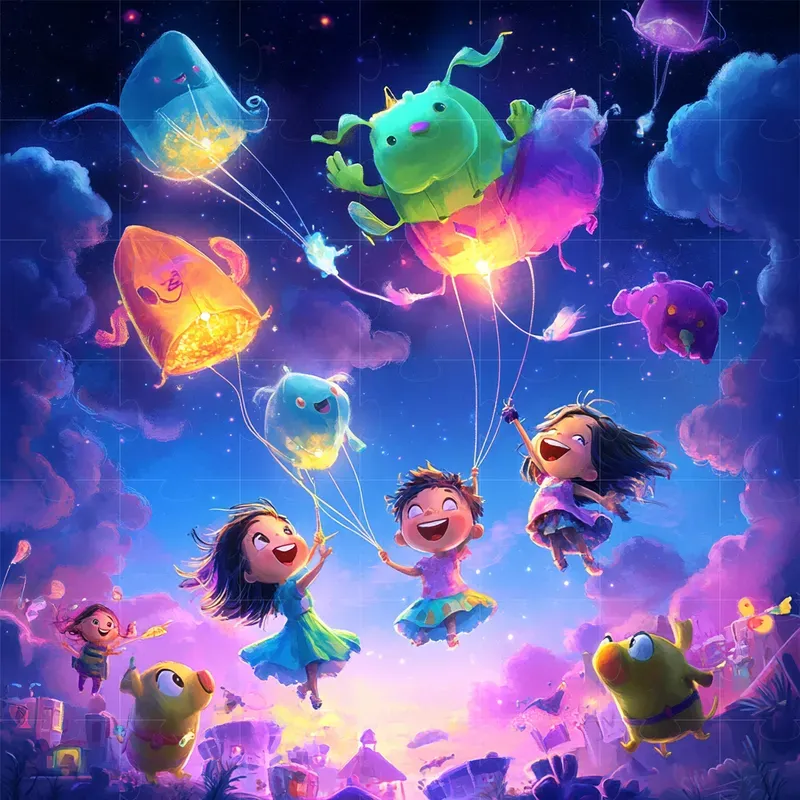 Pixar Colorful Neon Lights Cartoons Midjourney Prompt | PromptBase