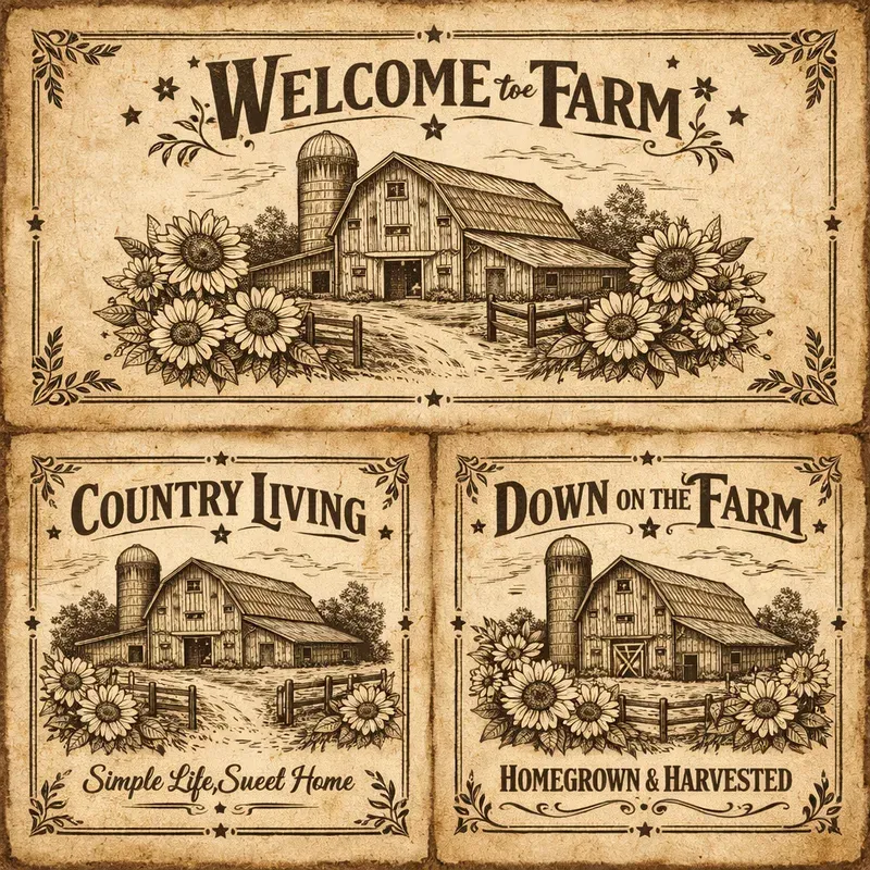 Rustic Farm Posters ChatGPT Image Prompt | PromptBase