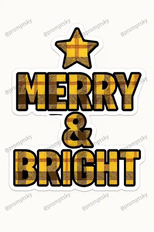 Sticker Cut Christmas Typography ChatGPT Image Prompt | PromptBase