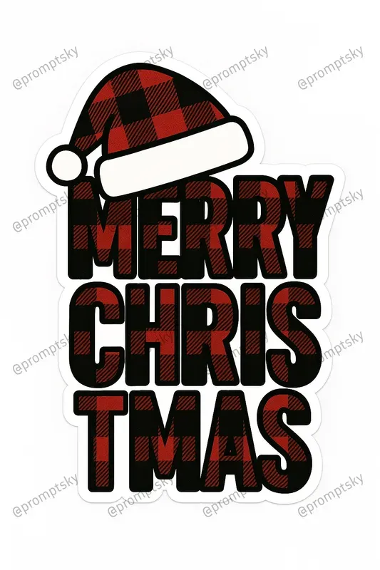 Sticker Cut Christmas Typography ChatGPT Image Prompt | PromptBase