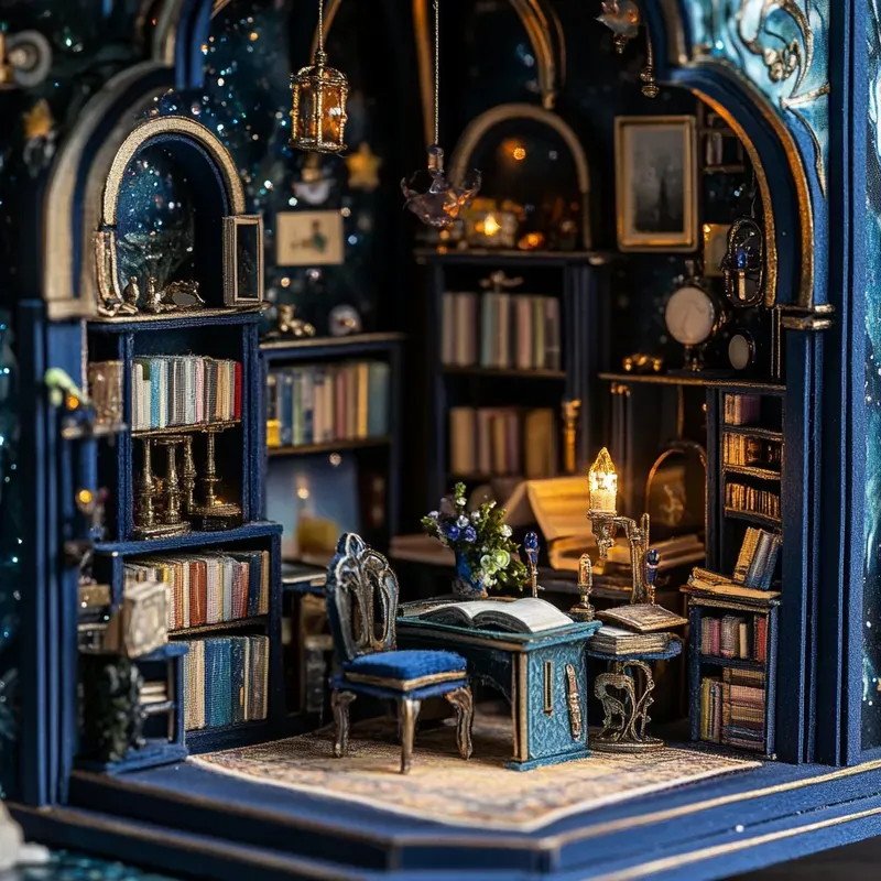 Mystical Fantasy Miniature Libraries Midjourney Prompt | PromptBase