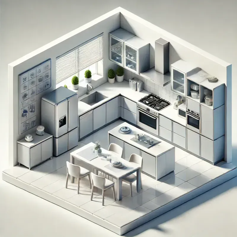 Isometric Modern Kitchen 3D Game Art DALL·E Prompt | PromptBase