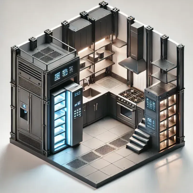 Isometric Modern Kitchen 3D Game Art DALL·E Prompt | PromptBase