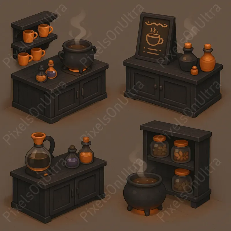 Angled Game Coffee Shop Counter Props ChatGPT Image Prompt | PromptBase