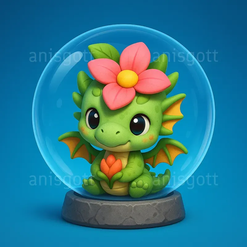 Chibi Elemental Dragons Crystal Globes ChatGPT Image Prompt | PromptBase
