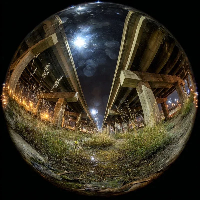 Fisheye Glass Sphere City Posters Midjourney Prompt | PromptBase