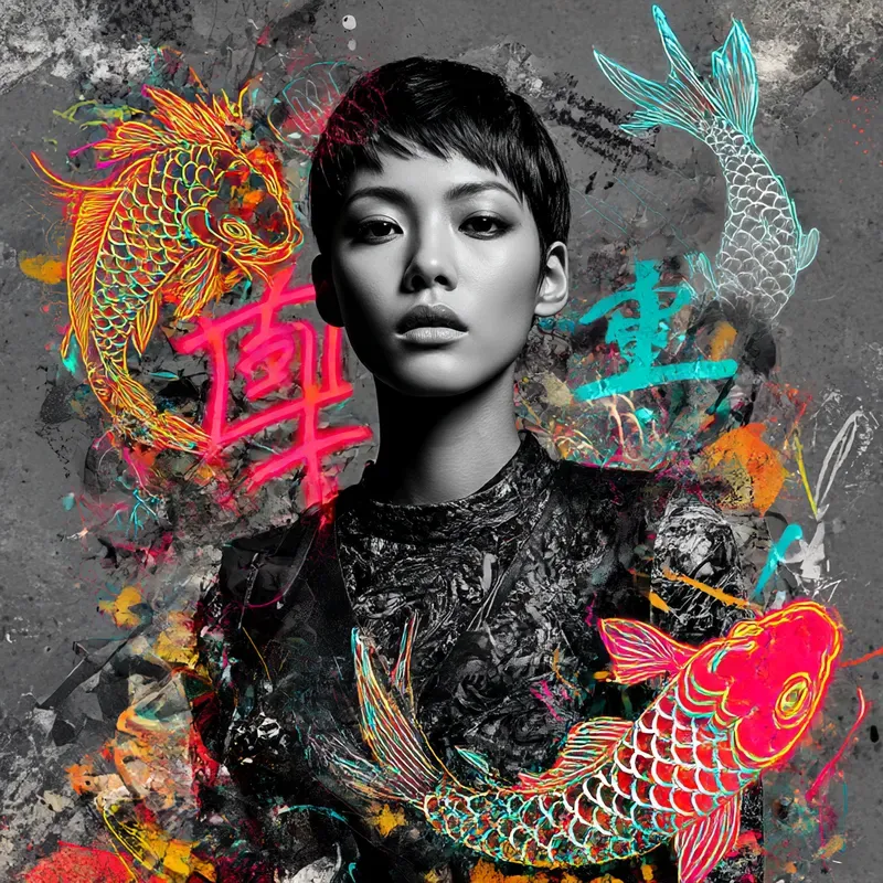 Neojapan Overlay Portraits Midjourney Prompt | PromptBase