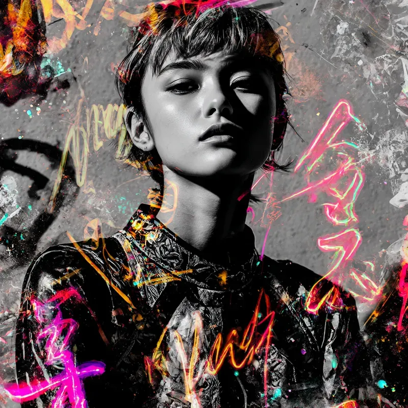 Neojapan Overlay Portraits Midjourney Prompt | PromptBase