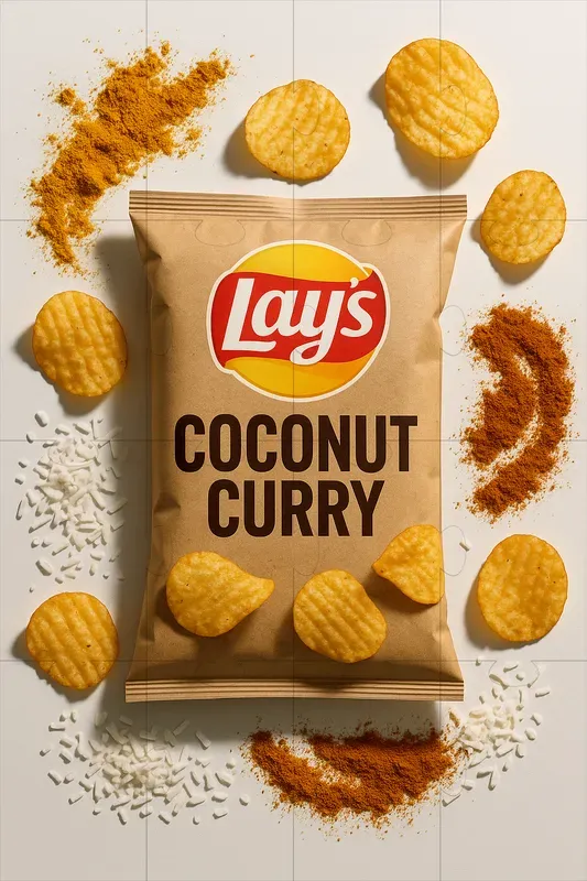 Top View Photoshoot Of New Lays Flavors ChatGPT Image Prompt | PromptBase