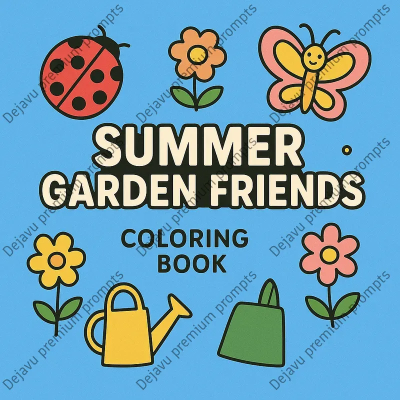 Summer Coloring Book Cover Pages ChatGPT Image Prompt | PromptBase