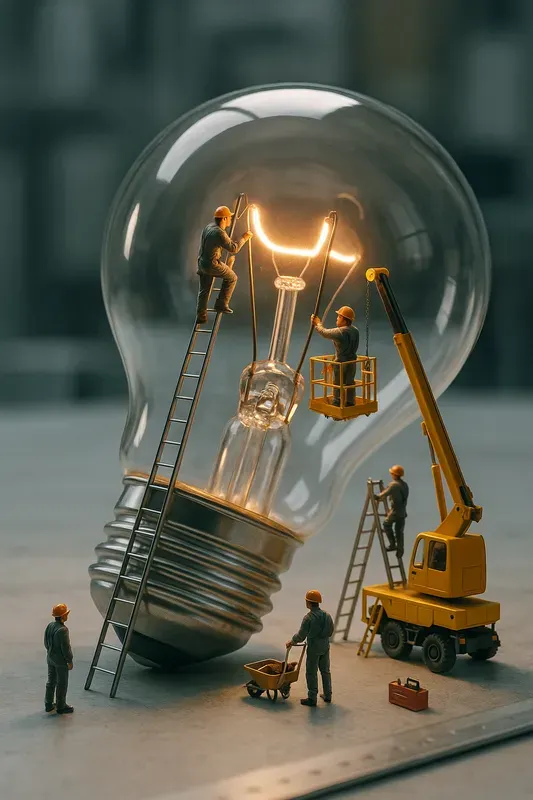 Tiny Builders Constructing Giant Objects ChatGPT Image Prompt | PromptBase