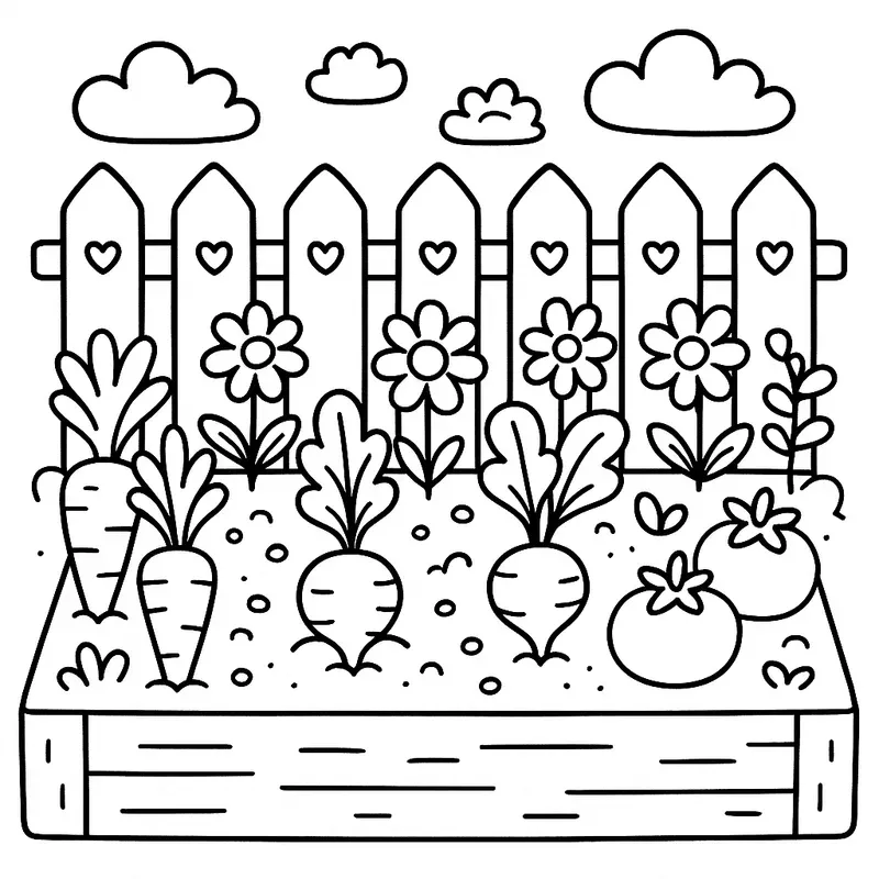 Bold And Easy Garden Coloring Pages ChatGPT Image Prompt | PromptBase