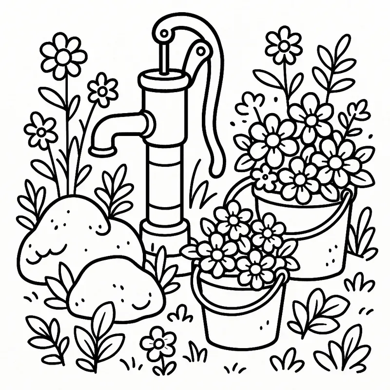 Bold And Easy Garden Coloring Pages ChatGPT Image Prompt | PromptBase