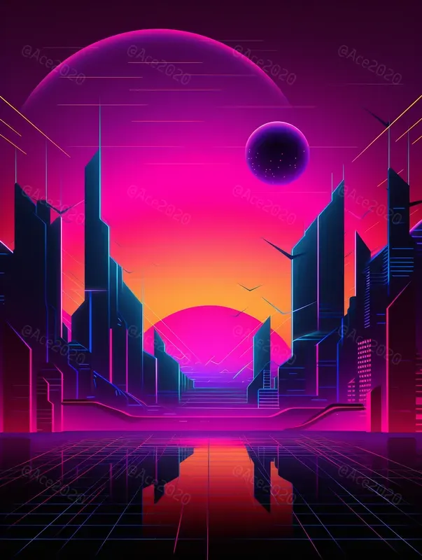 Neon Retro Synthwave Posters Midjourney Prompt | PromptBase