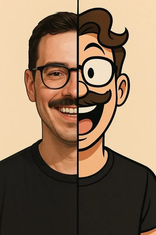 Split Human Cartoon Faces ChatGPT Image Prompt | PromptBase