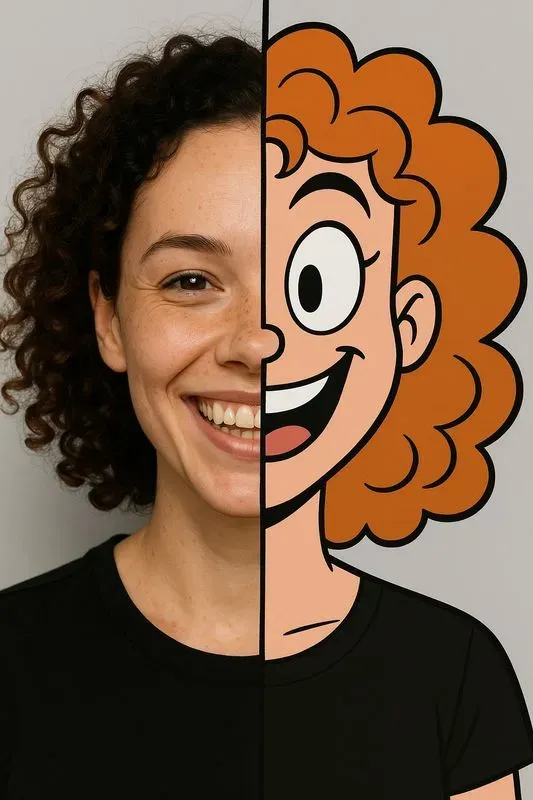 Split Human Cartoon Faces ChatGPT Image Prompt | PromptBase