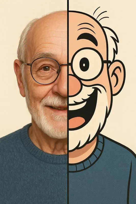 Split Human Cartoon Faces ChatGPT Image Prompt | PromptBase