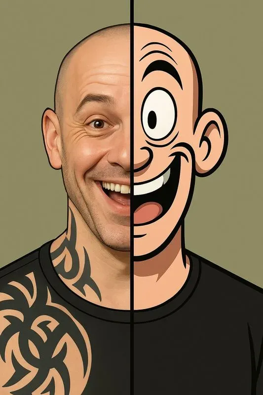 Split Human Cartoon Faces ChatGPT Image Prompt | PromptBase
