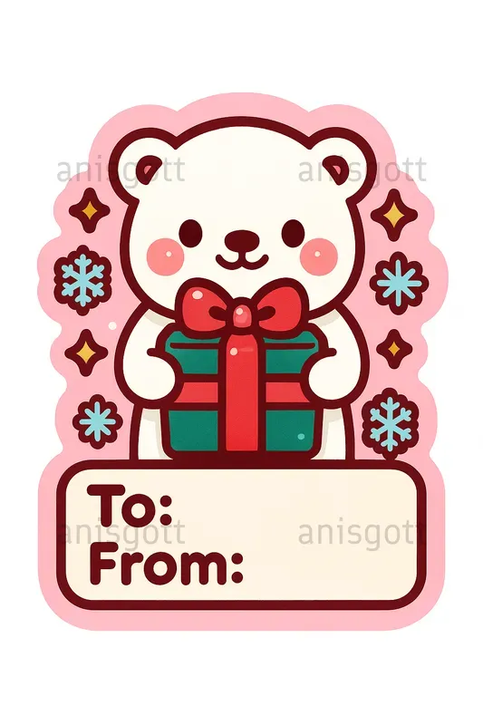 Cute Christmas Gift Tag Stickers Clipart ChatGPT Image Prompt | PromptBase