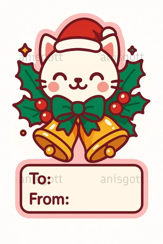 Cute Christmas Gift Tag Stickers Clipart ChatGPT Image Prompt | PromptBase