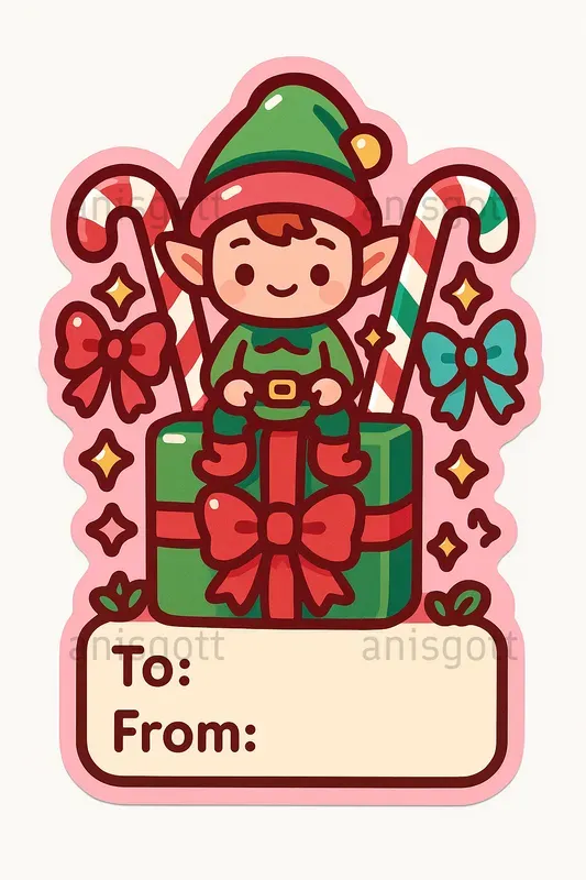 Cute Christmas Gift Tag Stickers Clipart ChatGPT Image Prompt | PromptBase
