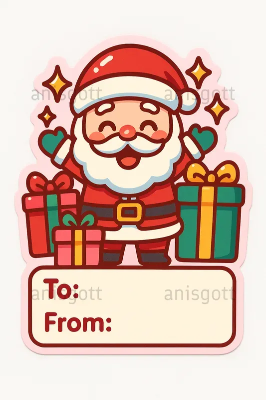 Cute Christmas Gift Tag Stickers Clipart ChatGPT Image Prompt | PromptBase