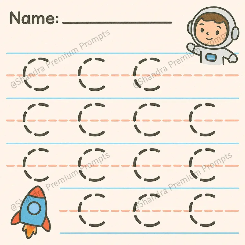 Preschool Handwriting Practice Worksheets ChatGPT Image Prompt | PromptBase