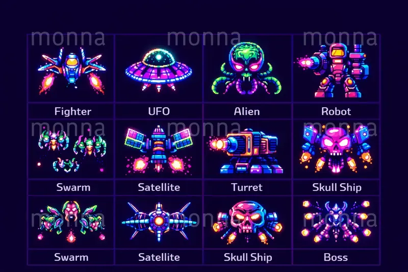 Retro Enemy Sprite Sheet Generator ChatGPT Image Prompt | PromptBase
