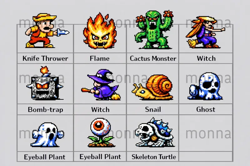 Retro Enemy Sprite Sheet Generator ChatGPT Image Prompt | PromptBase