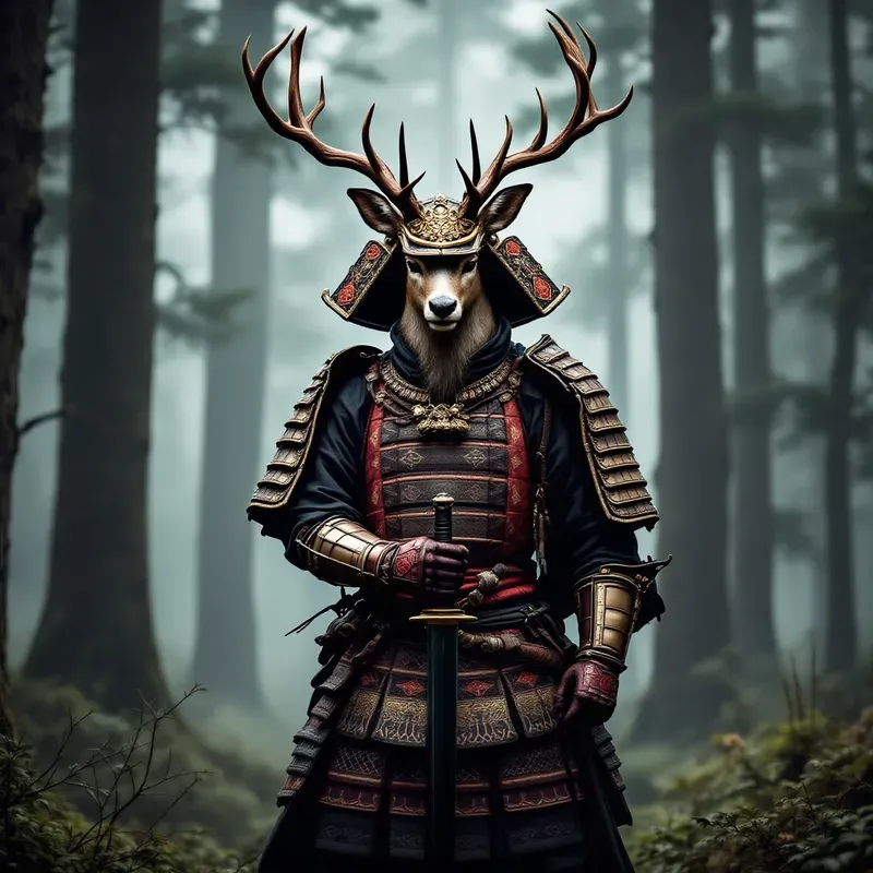 Animals In Samurai Armor Photos FLUX Prompt | PromptBase
