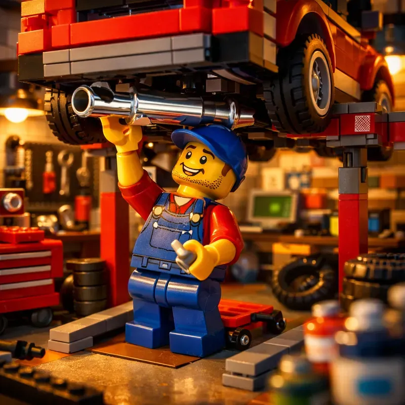 Lego Car Mechanic Daily Life Scenes Sets ChatGPT Image Prompt | PromptBase