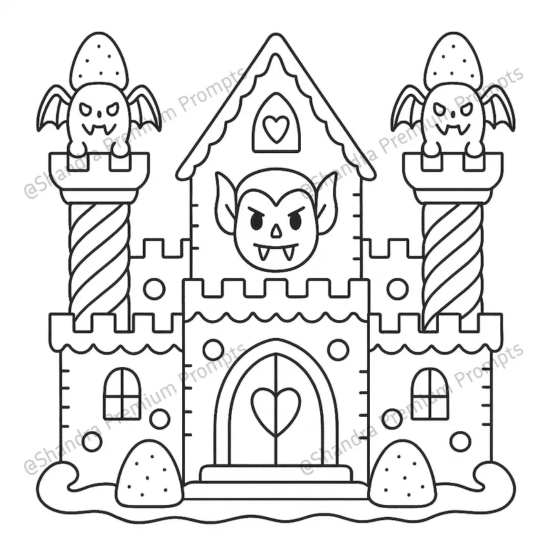 Gingerbread Halloween Coloring Book Pages ChatGPT Image Prompt | PromptBase