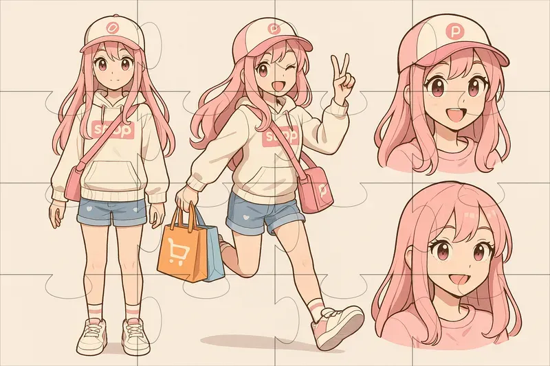 Anime Mascot Character Pose Sheets ChatGPT Image Prompt | PromptBase