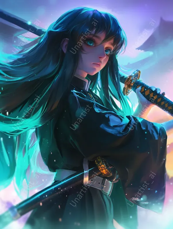 Vibrant Demon Slayer Portraits Midjourney Prompt | PromptBase