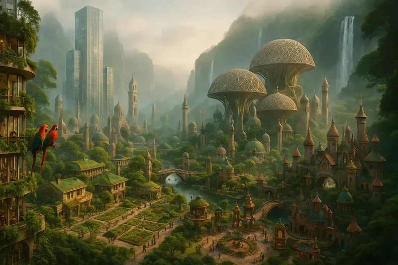 Futuristic Bioorganic City Artworks ChatGPT Image Prompt | PromptBase