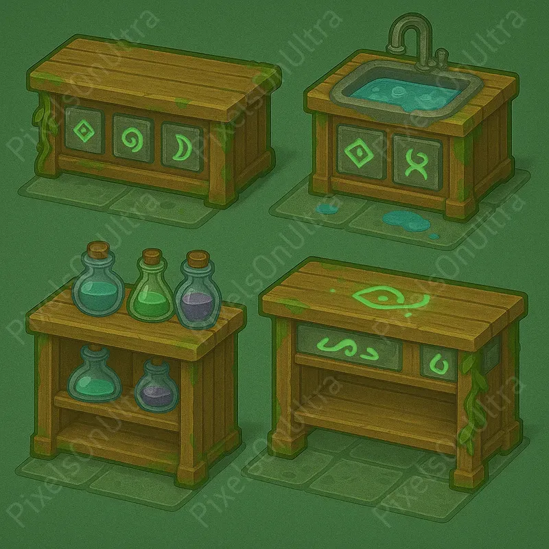 Angled Counter And Cabinet Game Props ChatGPT Image Prompt | PromptBase